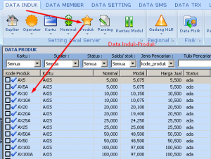 Data Induk – Produk – Tutorial Software Pulsa Tiger Engine